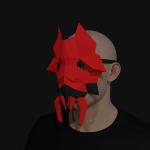 MASK PAPERCRAFT "ant / Warrior" Dual-reversible Costume, Lowpoly Bug ...
