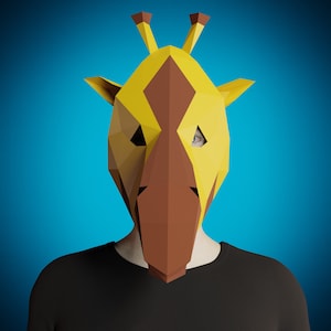 Giraffe MASK Papercraft Template Pdf, DIY 3D ANIMAL Mask Adult ...