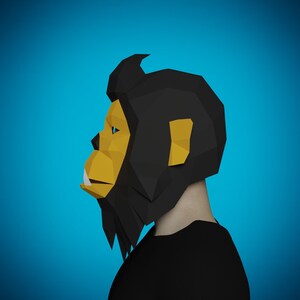 MONKEY PAPERCRAFT MASK 3D - Yeti / Printable Template Pdf Pattern ~ Diy ...
