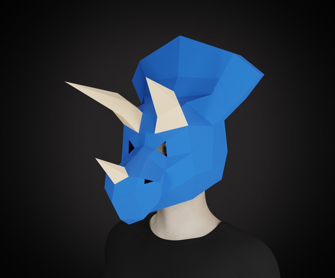 TRICERATOPS MASK PAPERCRAFT 3D Diy Dinosaur Mask for Men Pdf - Etsy