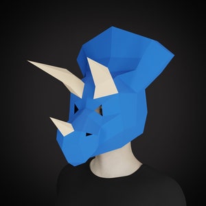 TRICERATOPS MASK PAPERCRAFT 3D, Diy Dinosaur Mask for Men, Pdf ...
