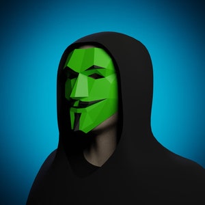 Anonymous Low Poly MASK PAPERCRAFT, HACKER Guy Fawkes Vendetta Diy ...