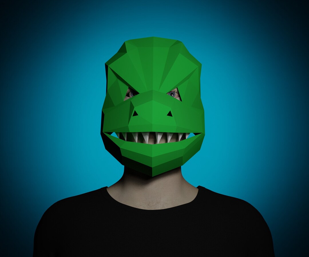 3D PAPERCRAFT MASK Reptilian Animal Croc Pdf Printable Pattern Template ...