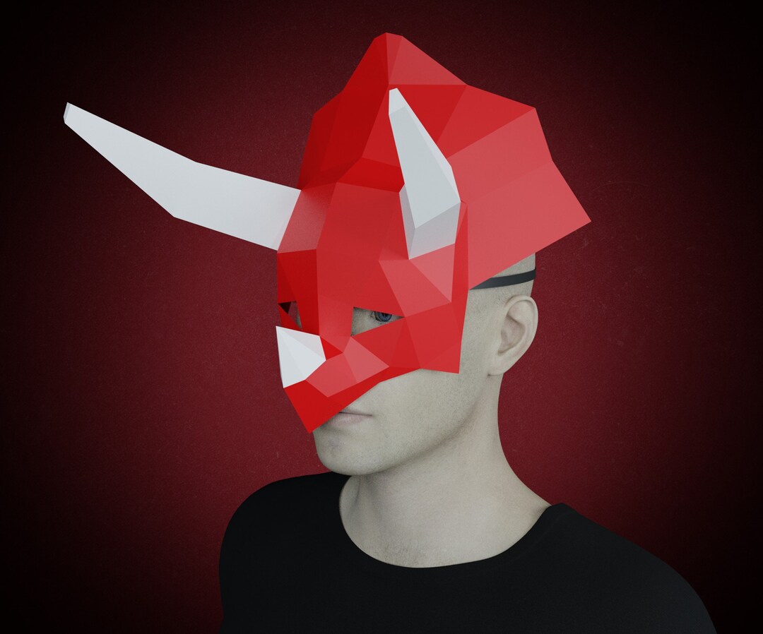 Triceratops Half MASK PAPERCRAFT 3d, DIY Masquerade Mask for Men, Pdf ...