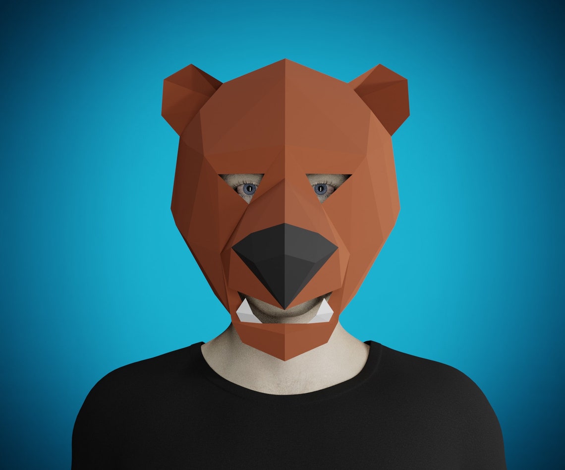 BEAR MASK Papercraft Template PDF Diy Animal Mask Paper - Etsy Canada