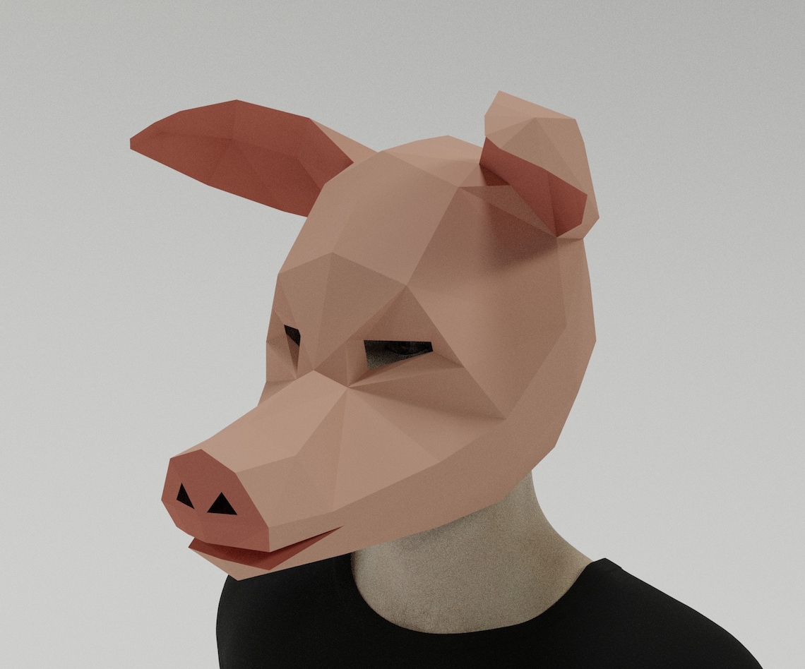 3D PAPERCRAFT PIG MASK Template Pdf Animal Diy Craft - Etsy