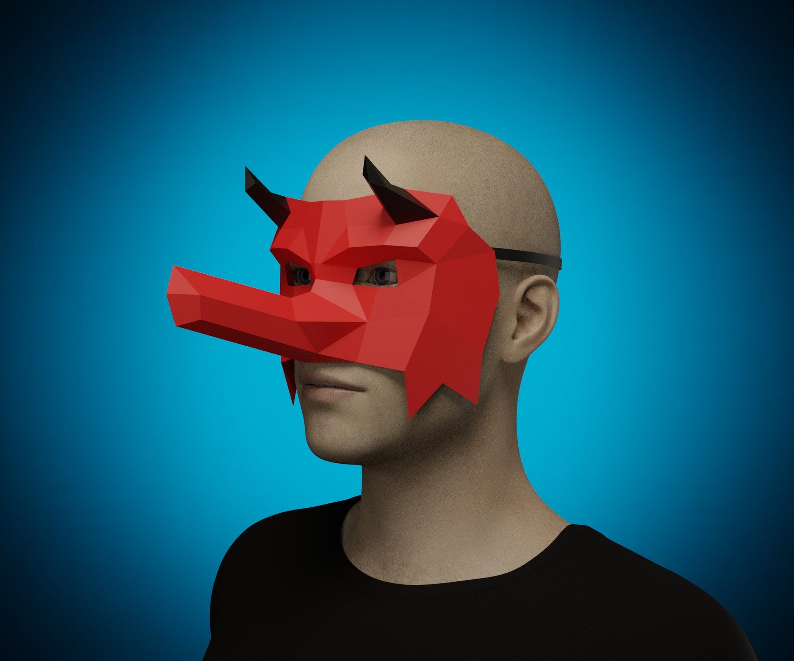 Devil Half-mask PAPERCRAFT 3d DIY Masquerade Ball Mask for | Etsy