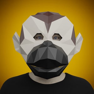 Papercraft Mask 3D - MONKEY, Printable Template PDF Pattern ~ DIY Adult ...