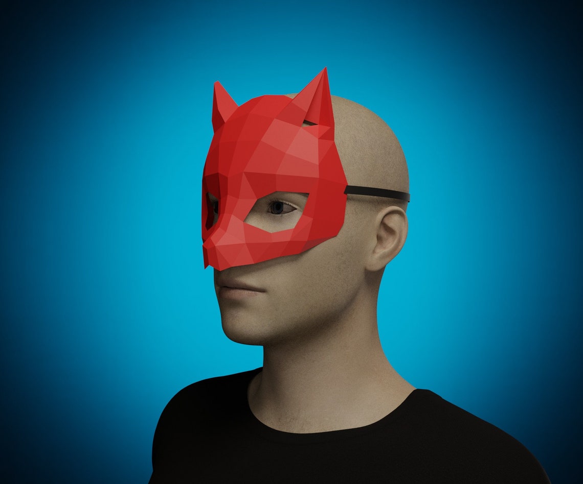 CAT HALF MASK Papercraft Diy Animal Costume Printable | Etsy