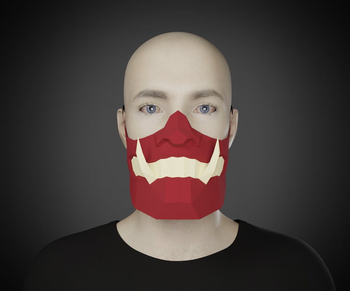 PAPERCRAFT Oni Demon Samurai FACEMASK 3D Paper Costume | Etsy