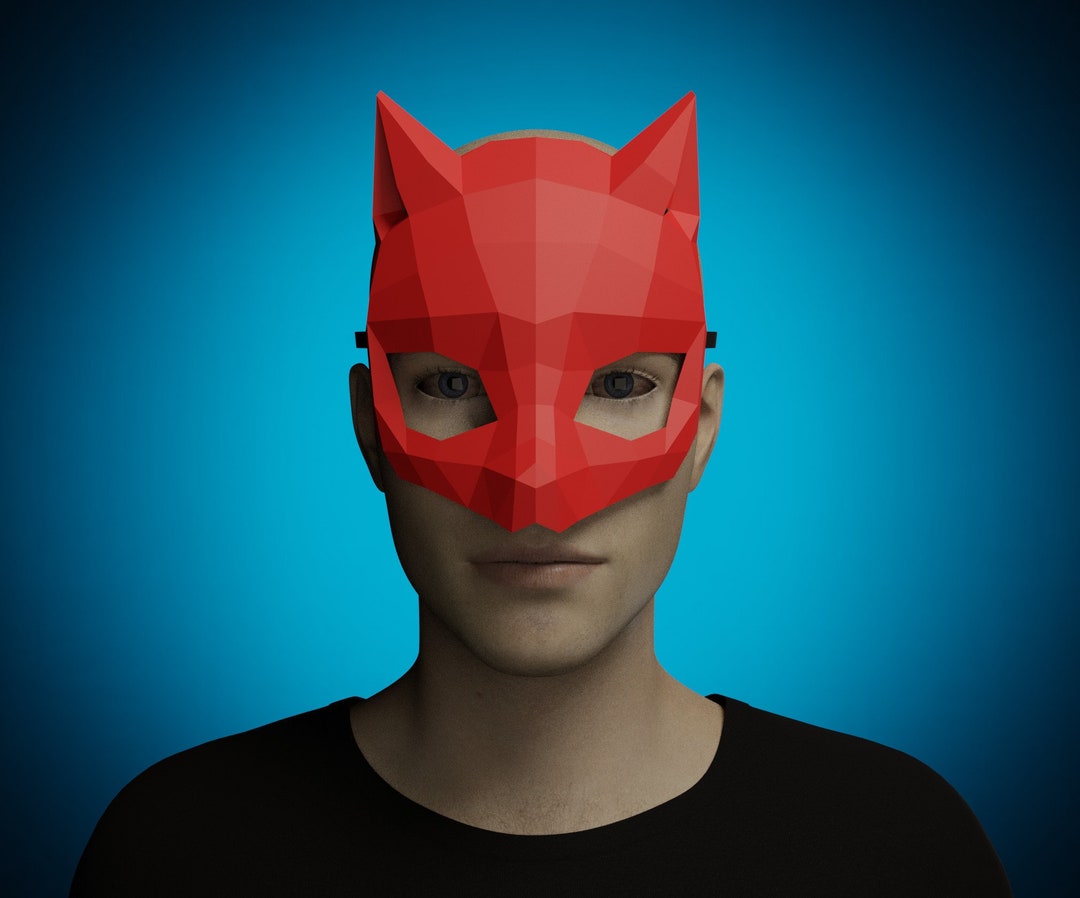 CAT HALF MASK Papercraft, Diy Animal Costume, Printable Template, Adult ...
