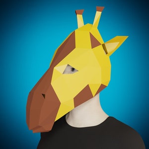 Giraffe MASK Papercraft Template Pdf, DIY 3D ANIMAL Mask Adult ...