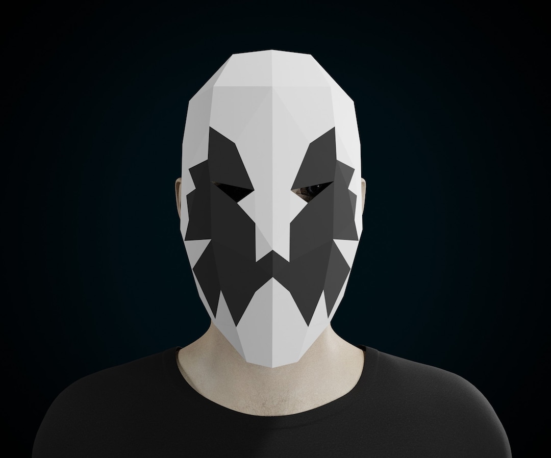 Low Poly RORSCHACH MASK PAPERCRAFT, 3D Polygonal Diy Masquerade Mask ...