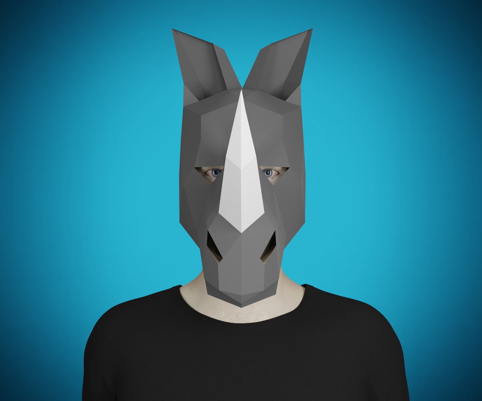 PAPERCRAFT MASK RHINO, 3D Animal Head Diy Adult Paper Craft Pattern ...