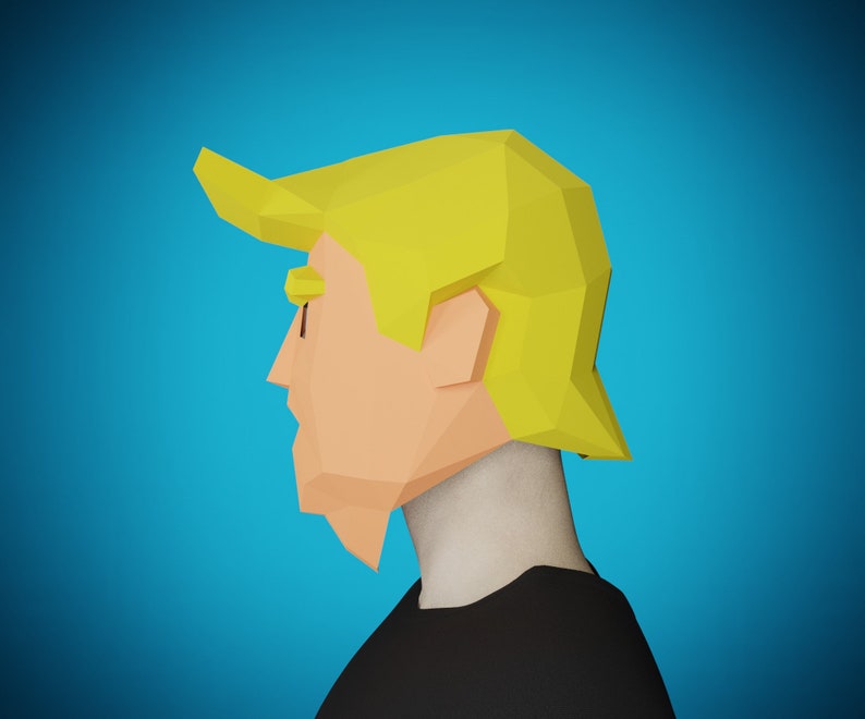 Low Poly TRUMP MASK PAPERCRAFT 3D Polygonal Diy Masquerade - Etsy