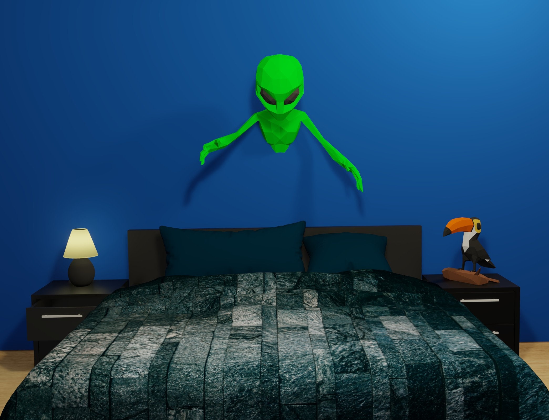 PAPERCRAFT 3D WALL DECOR Alien Printable Pdf Template | Etsy