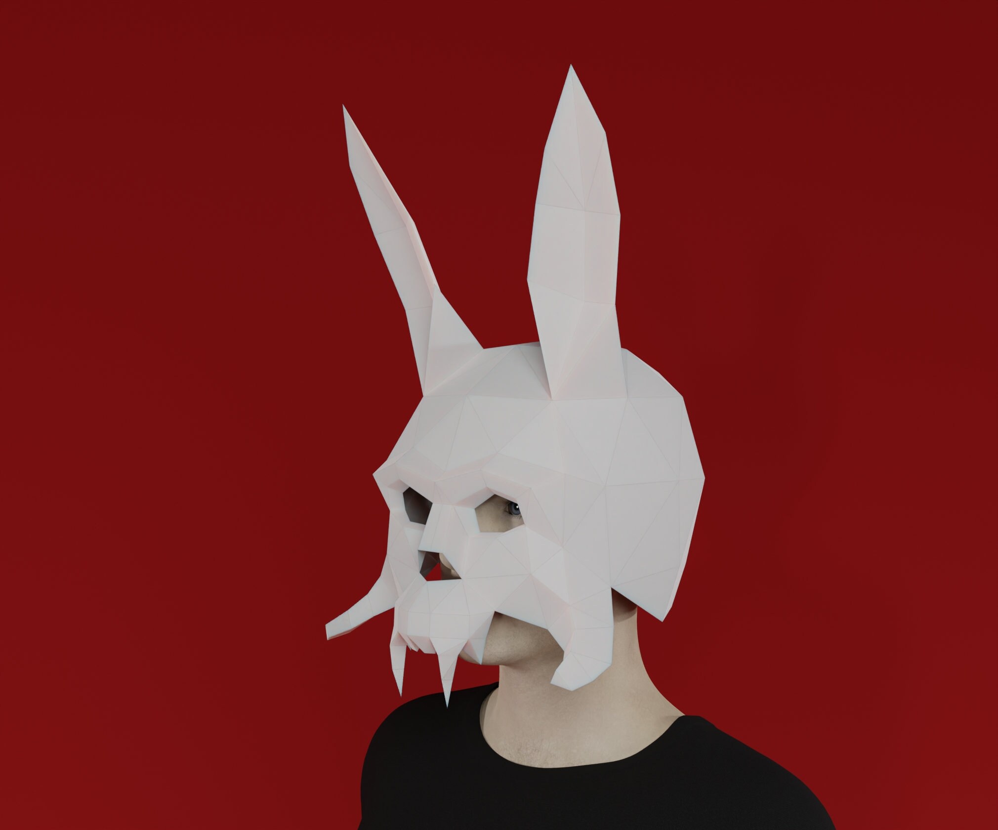 Scary Rabbit MASK PAPERCRAFT animal Skull 3D Diy Adult - Etsy