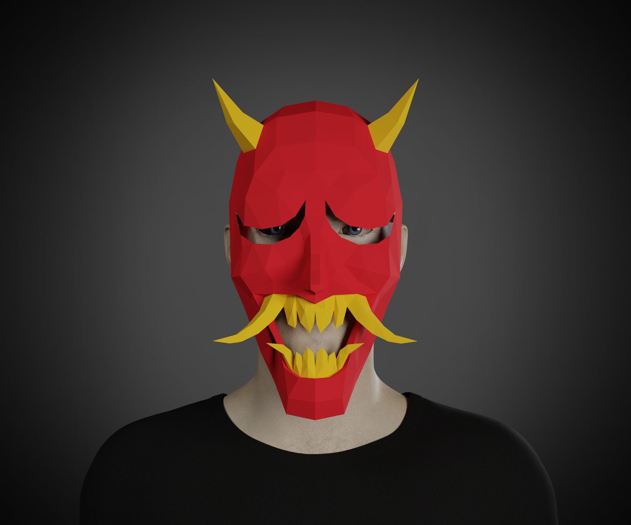 Oni PAPERCRAFT MASK Japanese Hannya DEMON , Printable Pattern Template ...