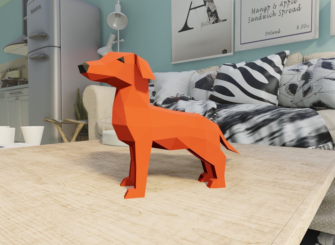 ANIMAL PAPERCRAFT - 3D Dachshund Dog - PDF Printable Template, Low Poly ...
