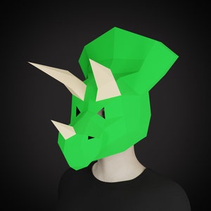 TRICERATOPS MASK PAPERCRAFT 3D, Diy Dinosaur Mask for Men, Pdf ...