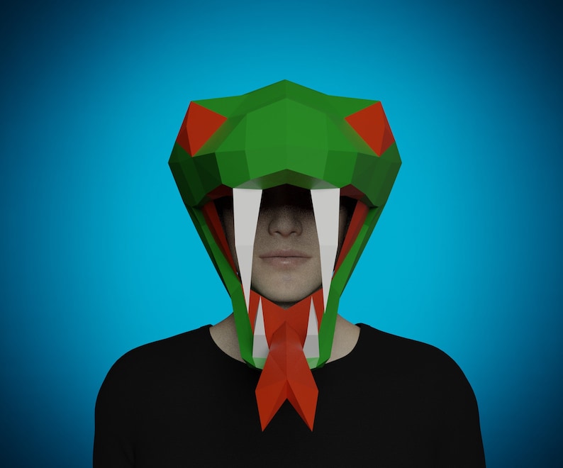 SNAKE MASK PAPERCRAFT 3D Serpent Costume Printable Diy | Etsy UK