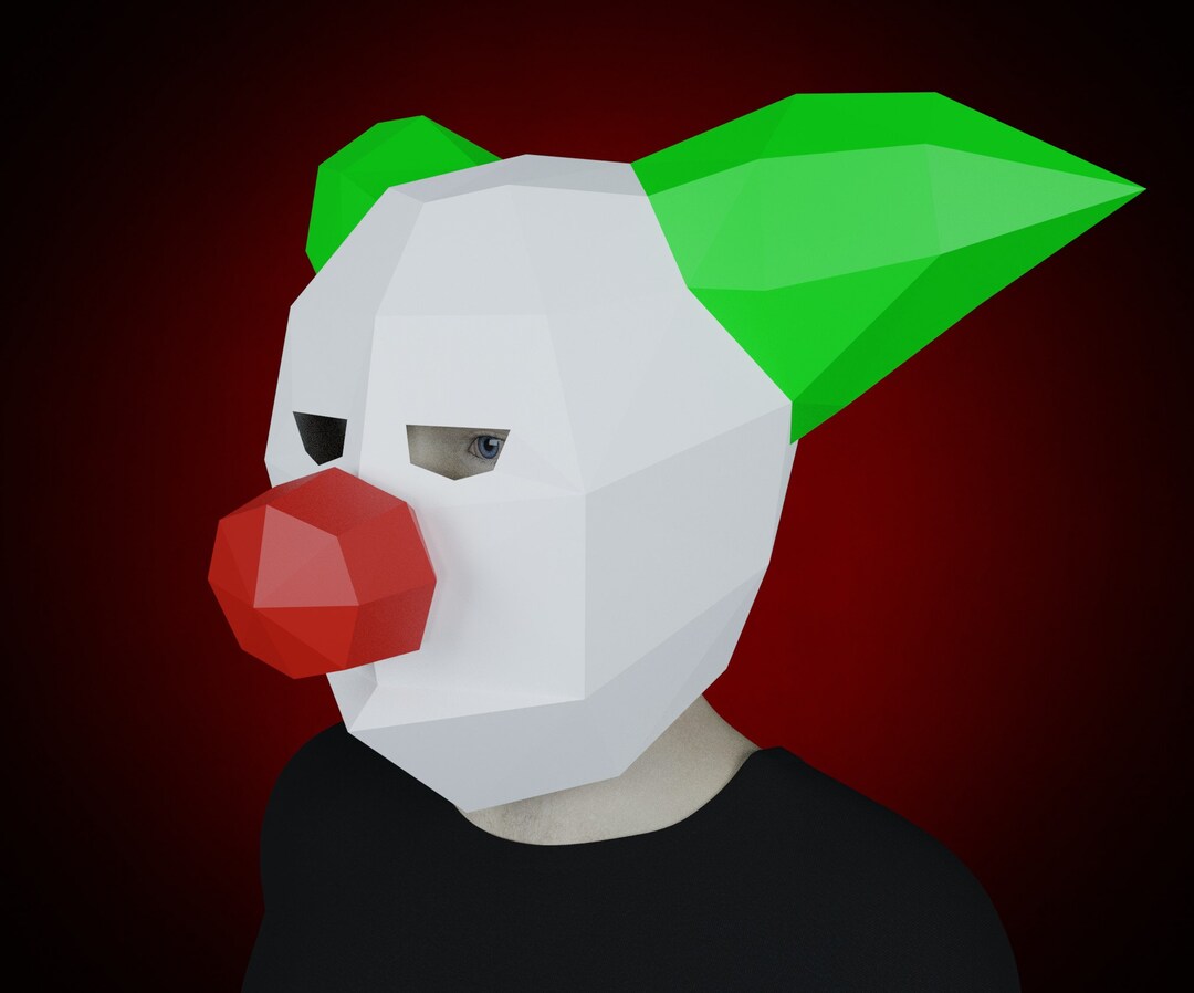 Papercraft MASK 3D - Creepy Clown, Printable Template PDF Pattern ~ DIY ...