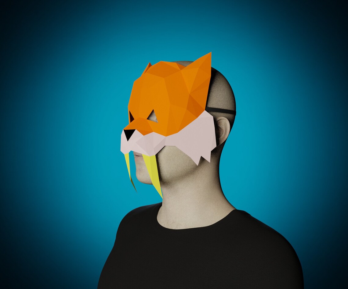 Smilodon Tiger Half Mask PAPERCRAFT 3d Template Diy Craft - Etsy