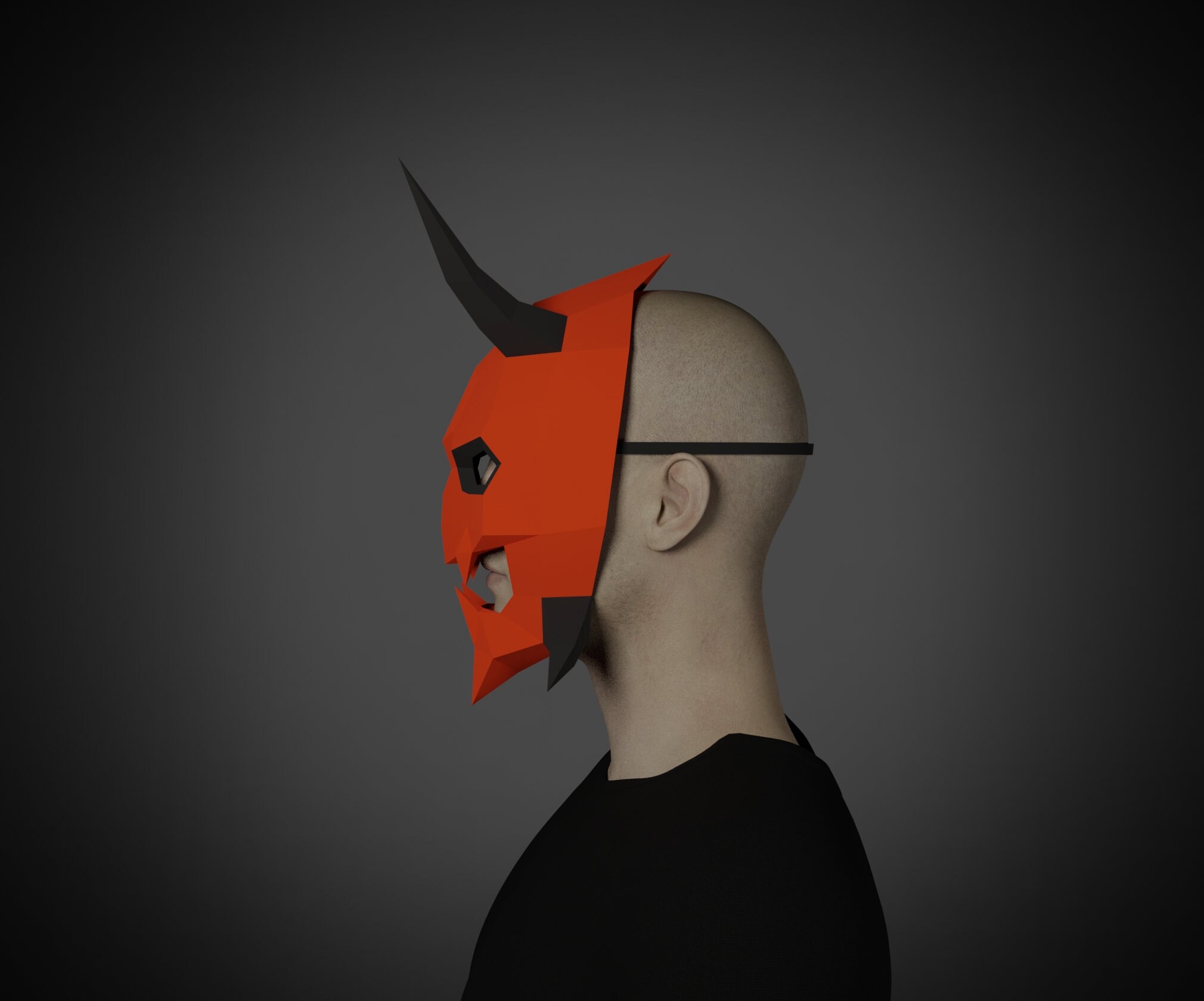 Oni PAPERCRAFT MASK Japanese DEMON , Printable Pattern Template, 3d ...