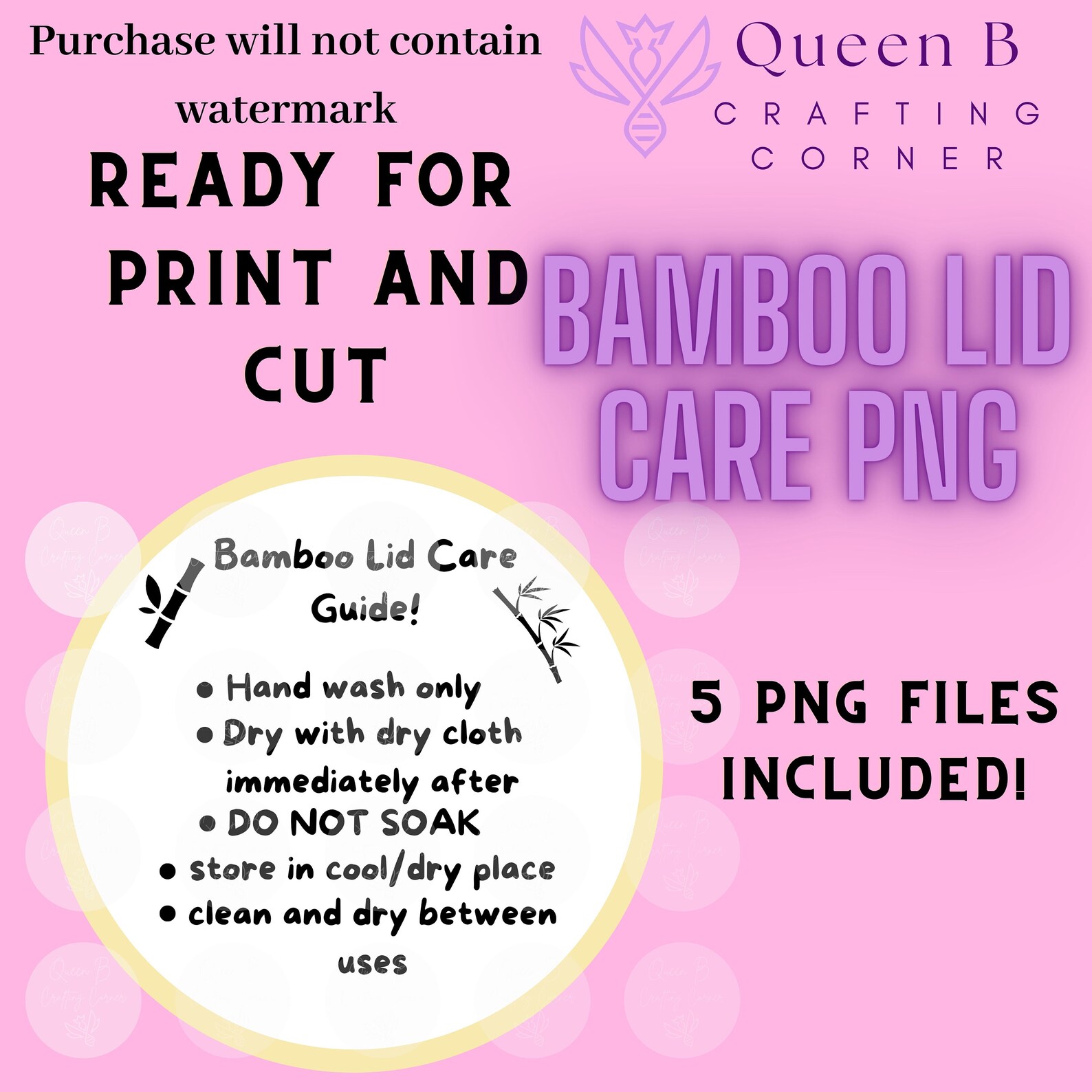 Bamboo Lid Care Guide PNG, Bamboo Lid Care Card, Lid Care Instructions ...