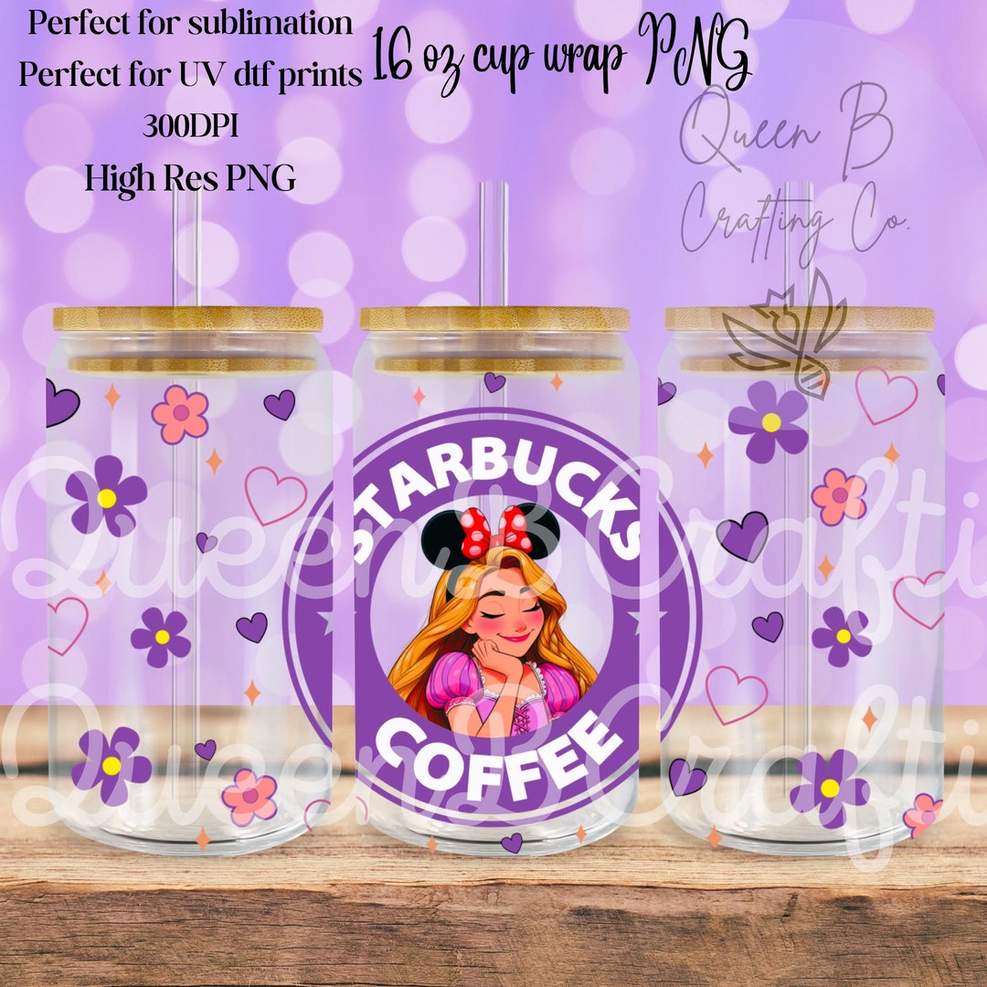 Princess 16 Oz Libbey Glass Can Tumbler Sublimation Design Design