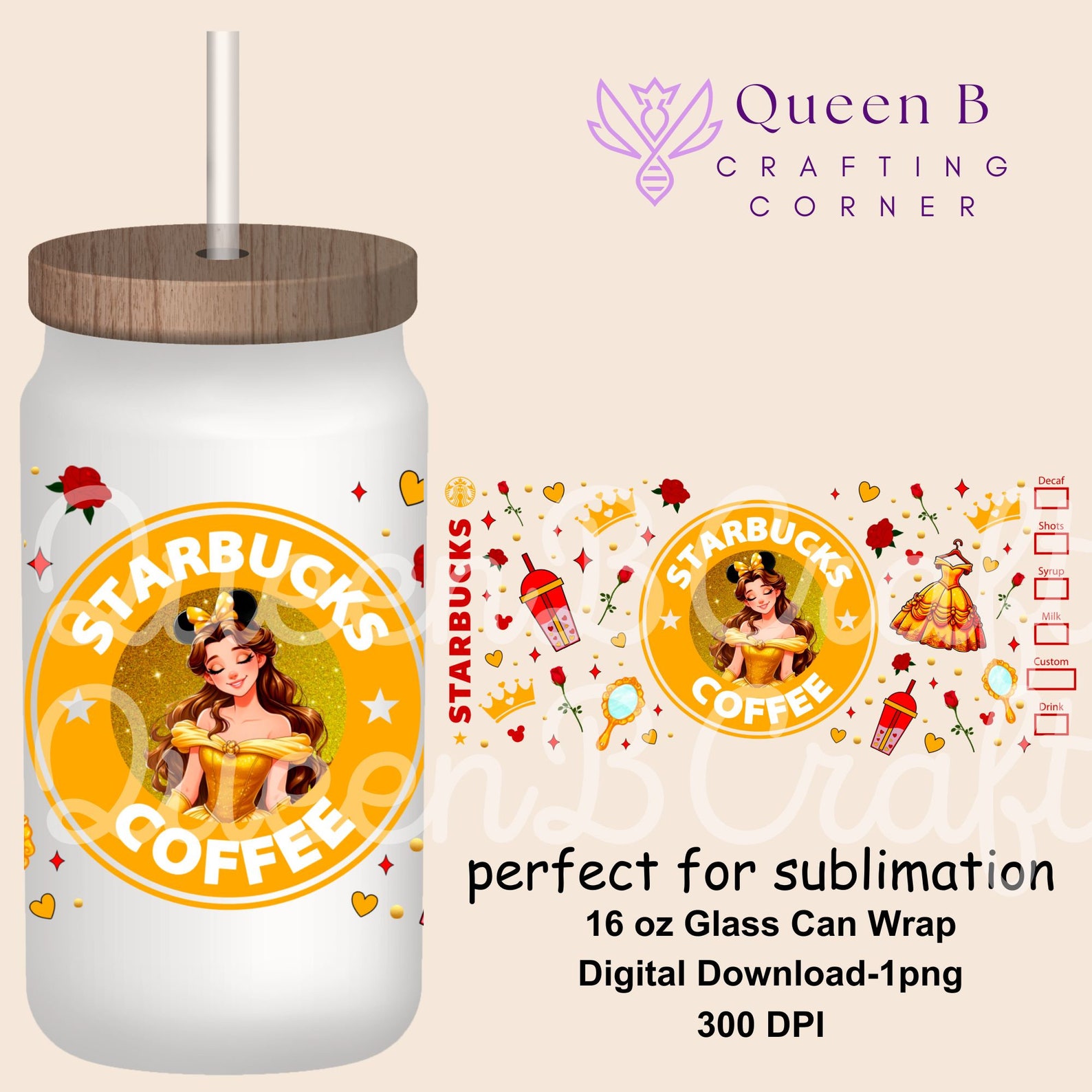 Princess Tumbler, Princess PNG, Princess Coffee Sublimation, 16oz Cup ...