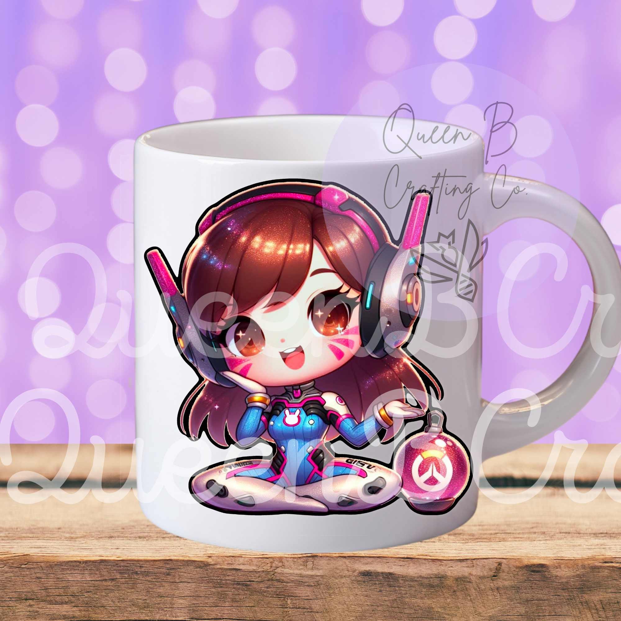 Over Watch Mug, Over Watch Glass Cup, Dva Gift, Dva Cup, Gamer Girl Cup ...