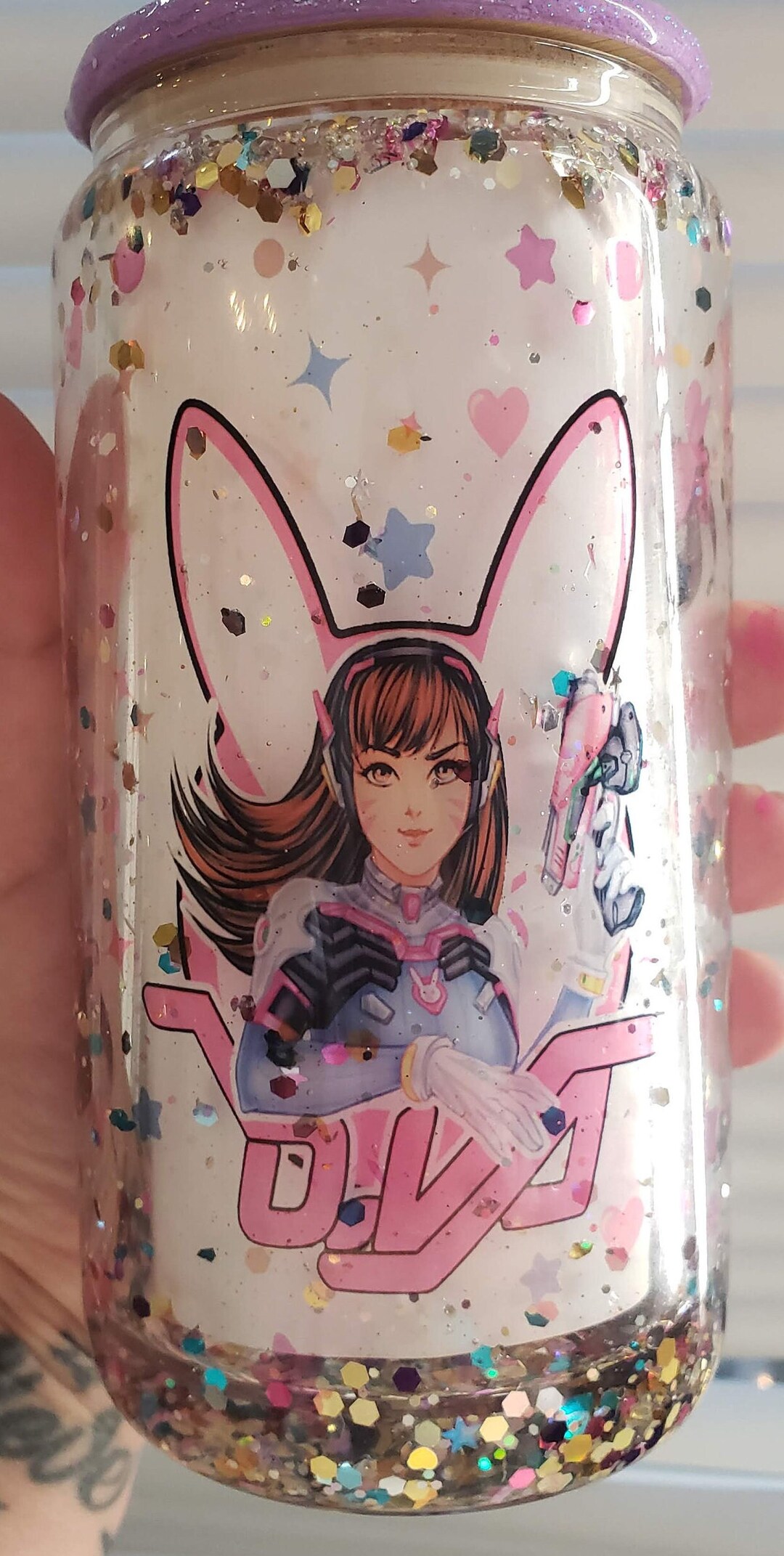 D-VA Glass Cup, Over Watch Glass Cup, 16oz Glass Cup, Gamer Girl Glass ...