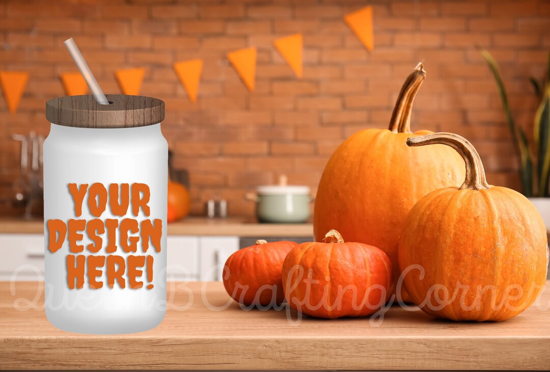 Fall Libbey Glass Can Mockup, JPG Mockup, Mockup for Glass Can, Mockup ...