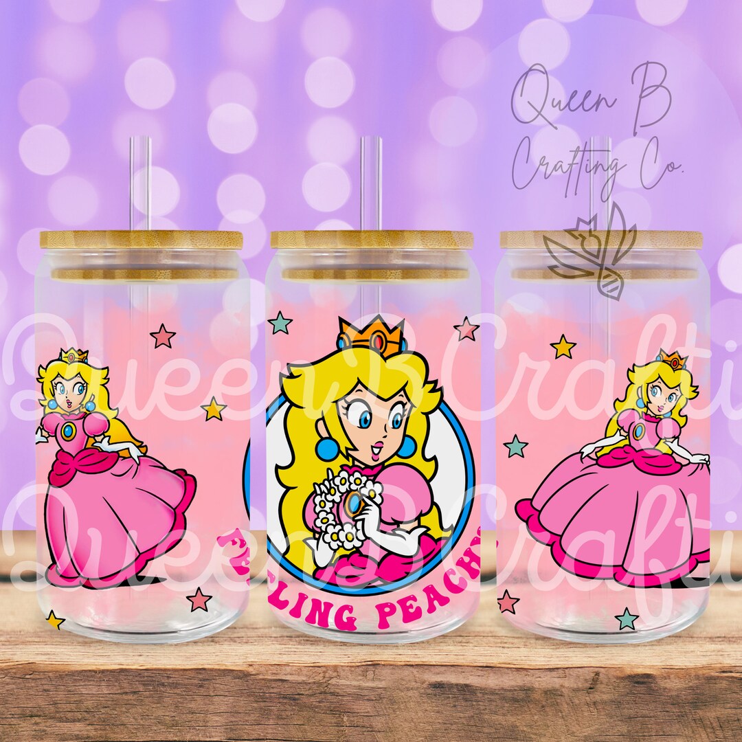 Peachy Princess 16 Oz Frosted Glass Can - Etsy