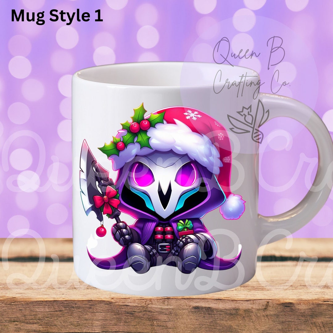 Reaper Over Watch Mug, Over Watch Glass Cup, Reaper Gift, Dva Cup ...