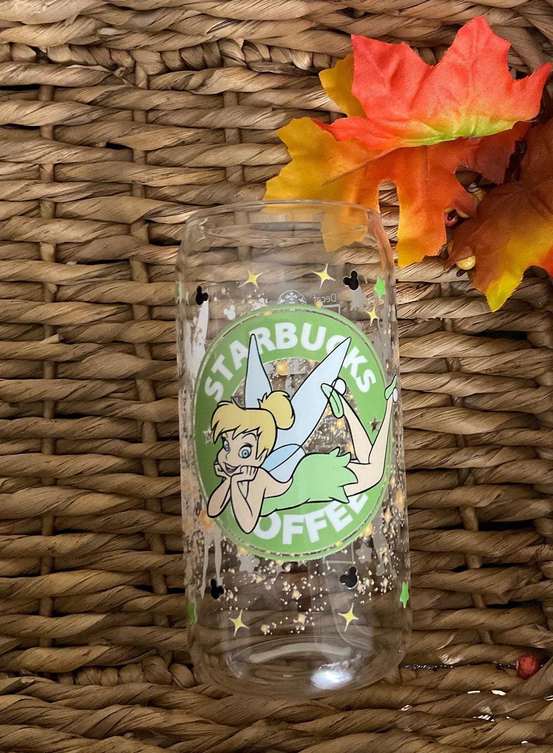 16 Oz Tinker B Glass Cup, Tinker B Coffee Glass, Starb Tink Glass Cup ...