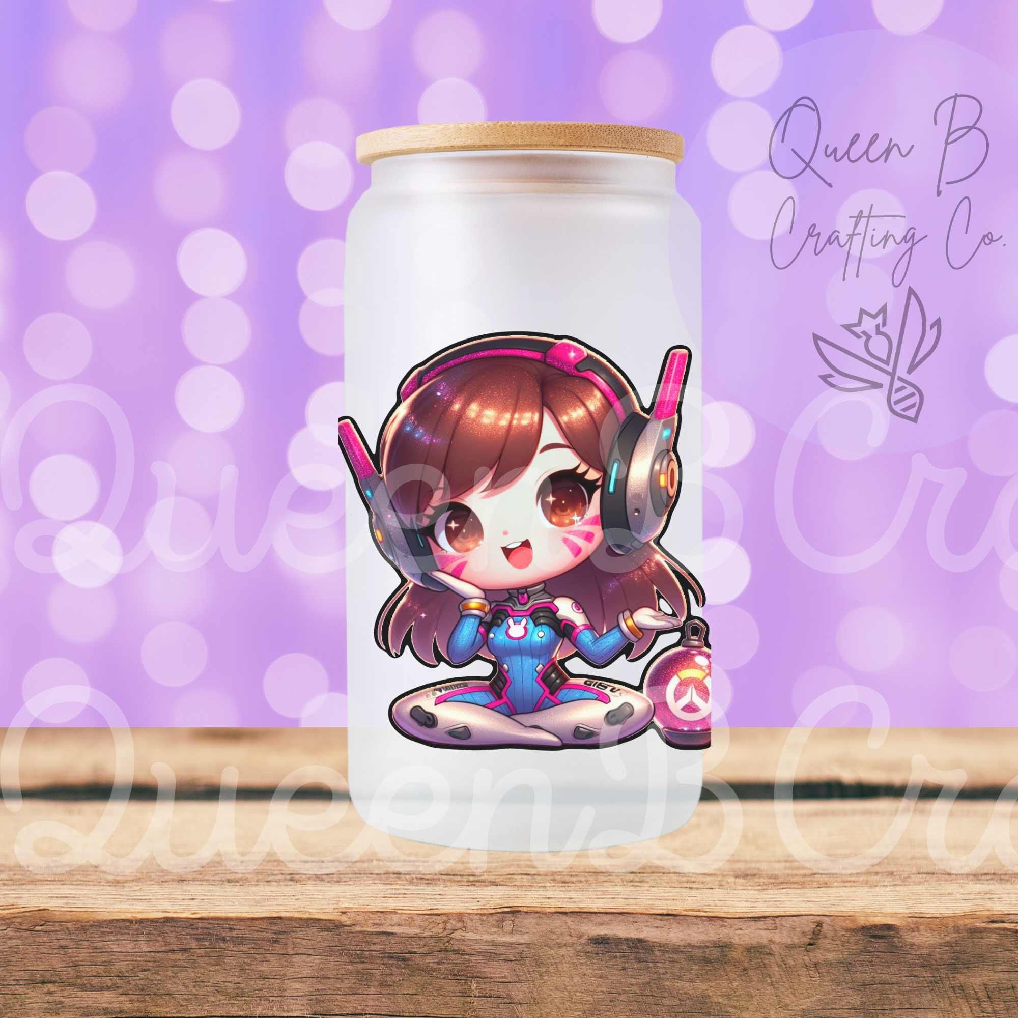 Over Watch Mug, Over Watch Glass Cup, Dva Gift, Dva Cup, Gamer Girl Cup ...