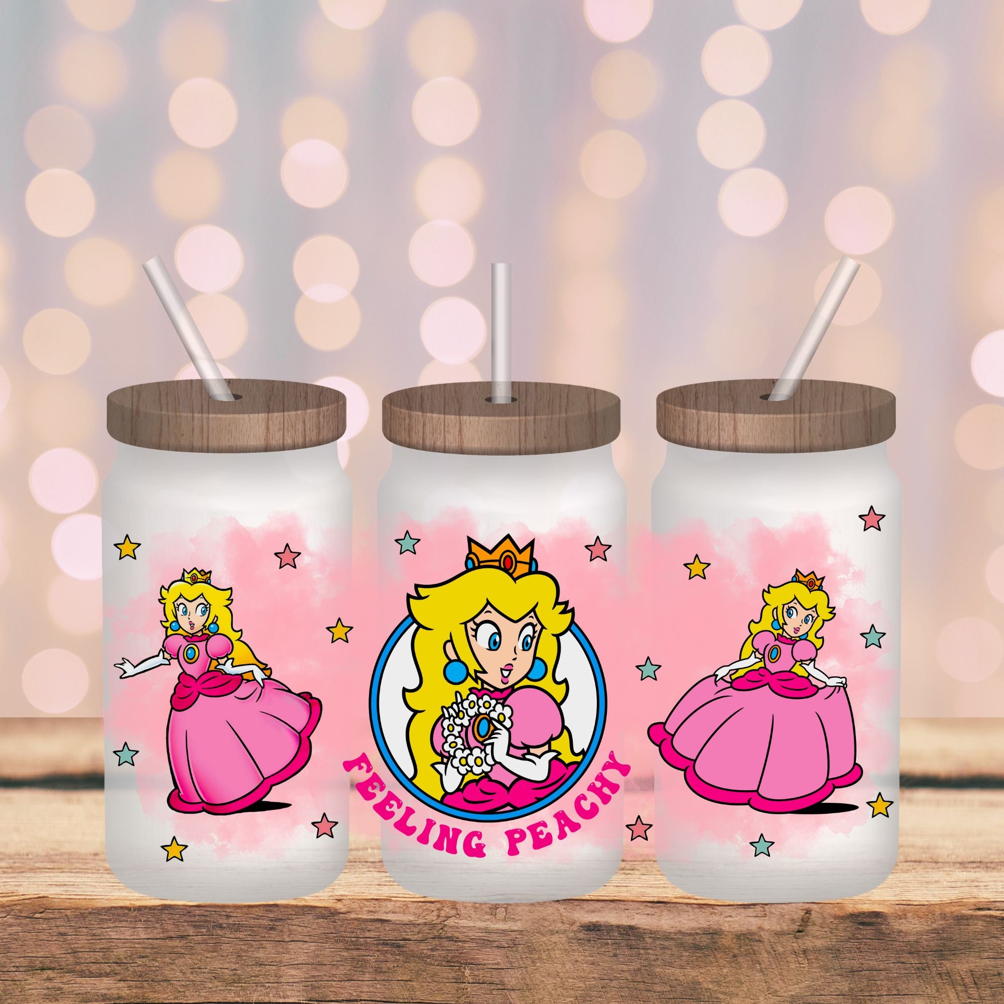 Peachy Princess 16 Oz Frosted Glass Can - Etsy