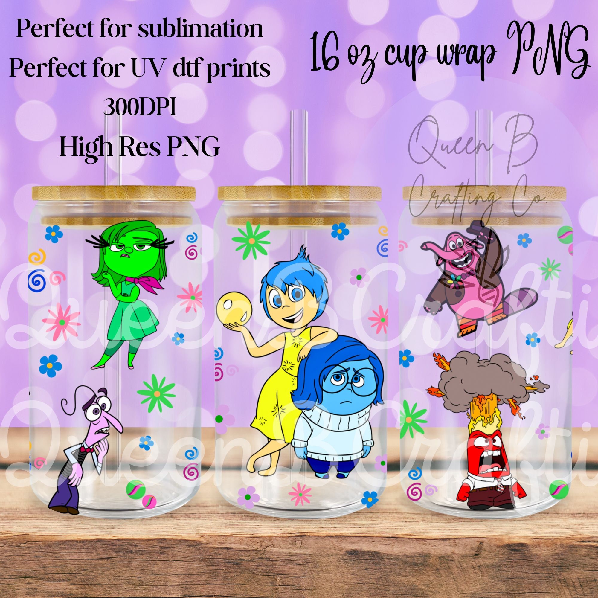 Inside Out Friends Tumbler, 16oz Glass Wrap, 16oz Glass Can Png, Inside ...