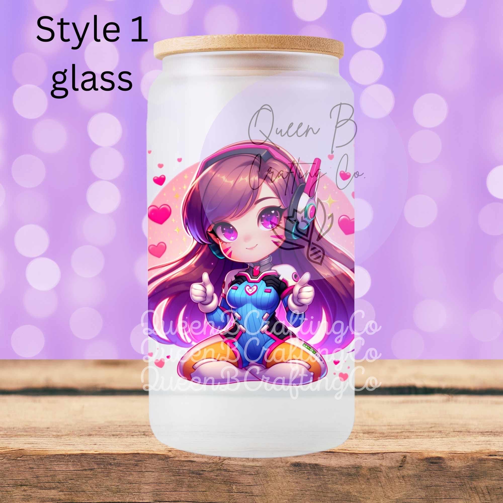 Over Watch Mug, Over Watch Glass Cup, Dva Gift, Dva Cup, Gamer Girl Cup ...
