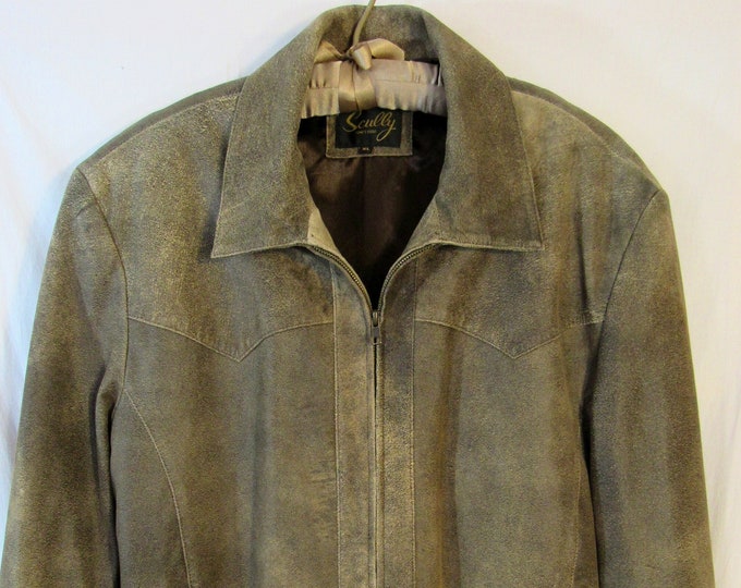 Vintage Scully Men's Western Style Distressed Leather Zip Front Jacket ...