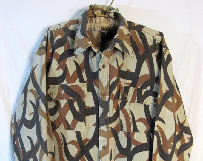 Vintage ASAT Men's Heavy Cotton Camo Camouflage Long Sleeve Button ...