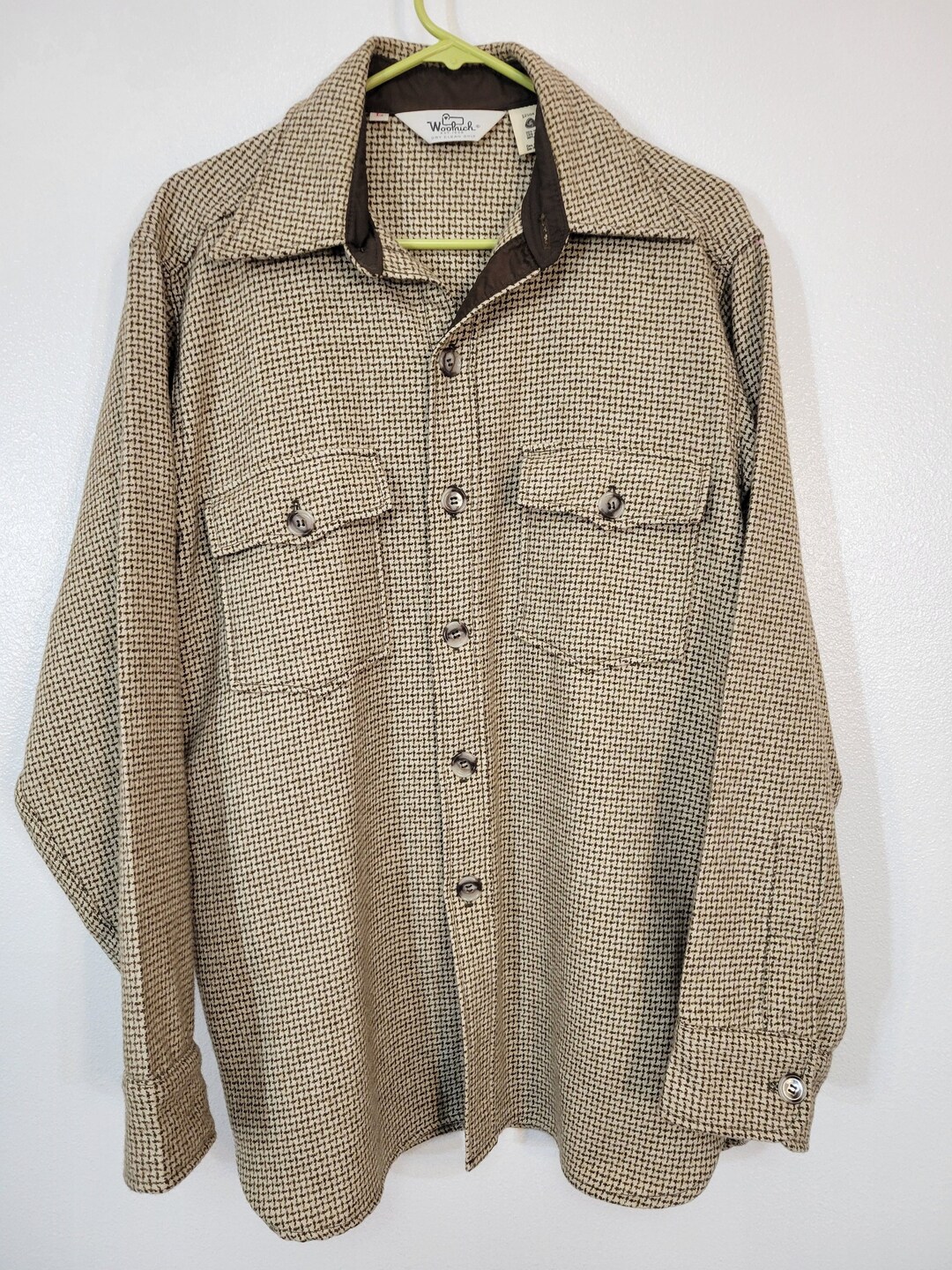 Vintage 1970s Woolrich Brown/cream Wool Blend Basketweave Check Long ...
