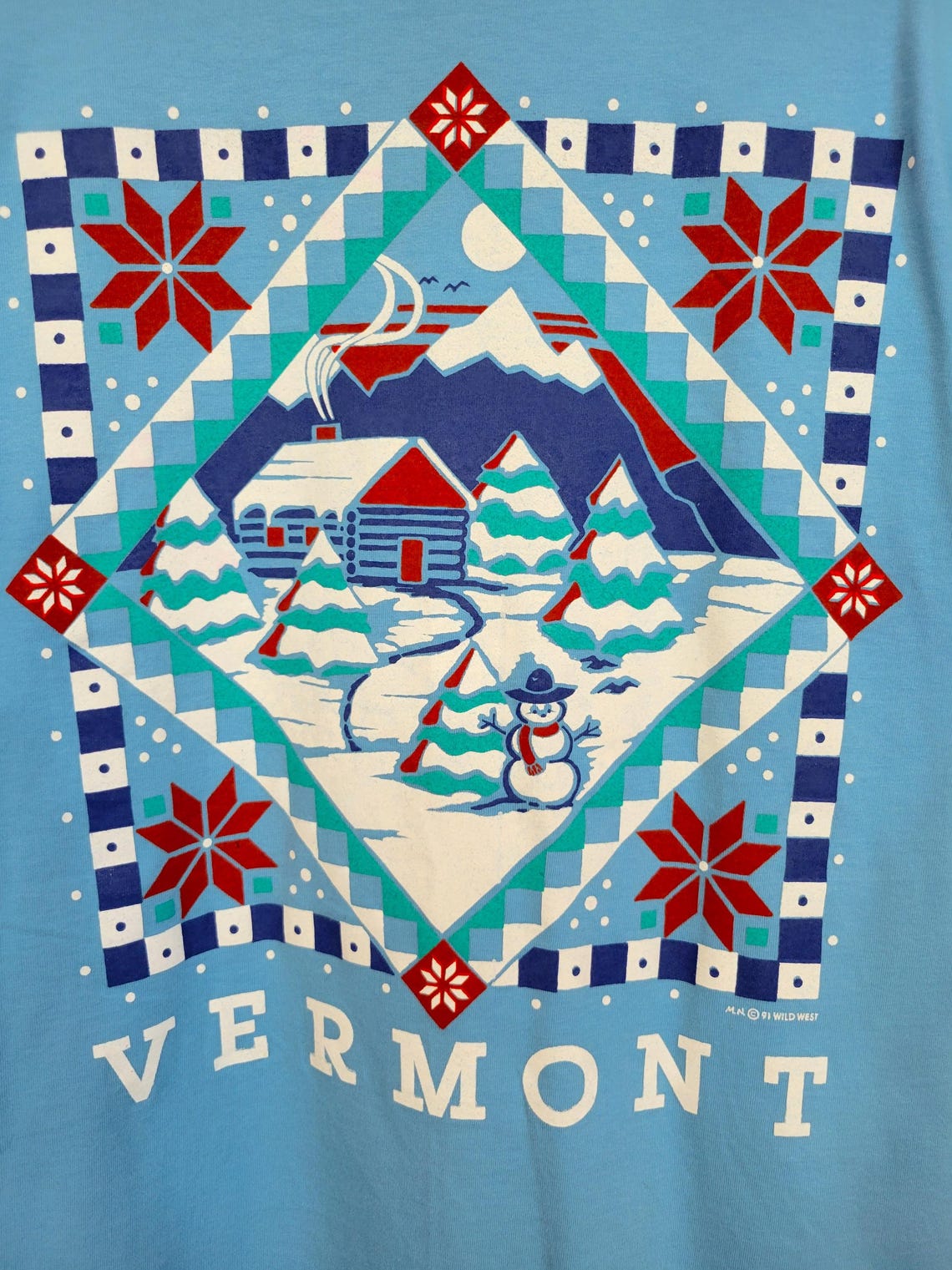 Vintage Early 90s Vermont Tourist Souvenir Winter/christmas Cabin Scene ...