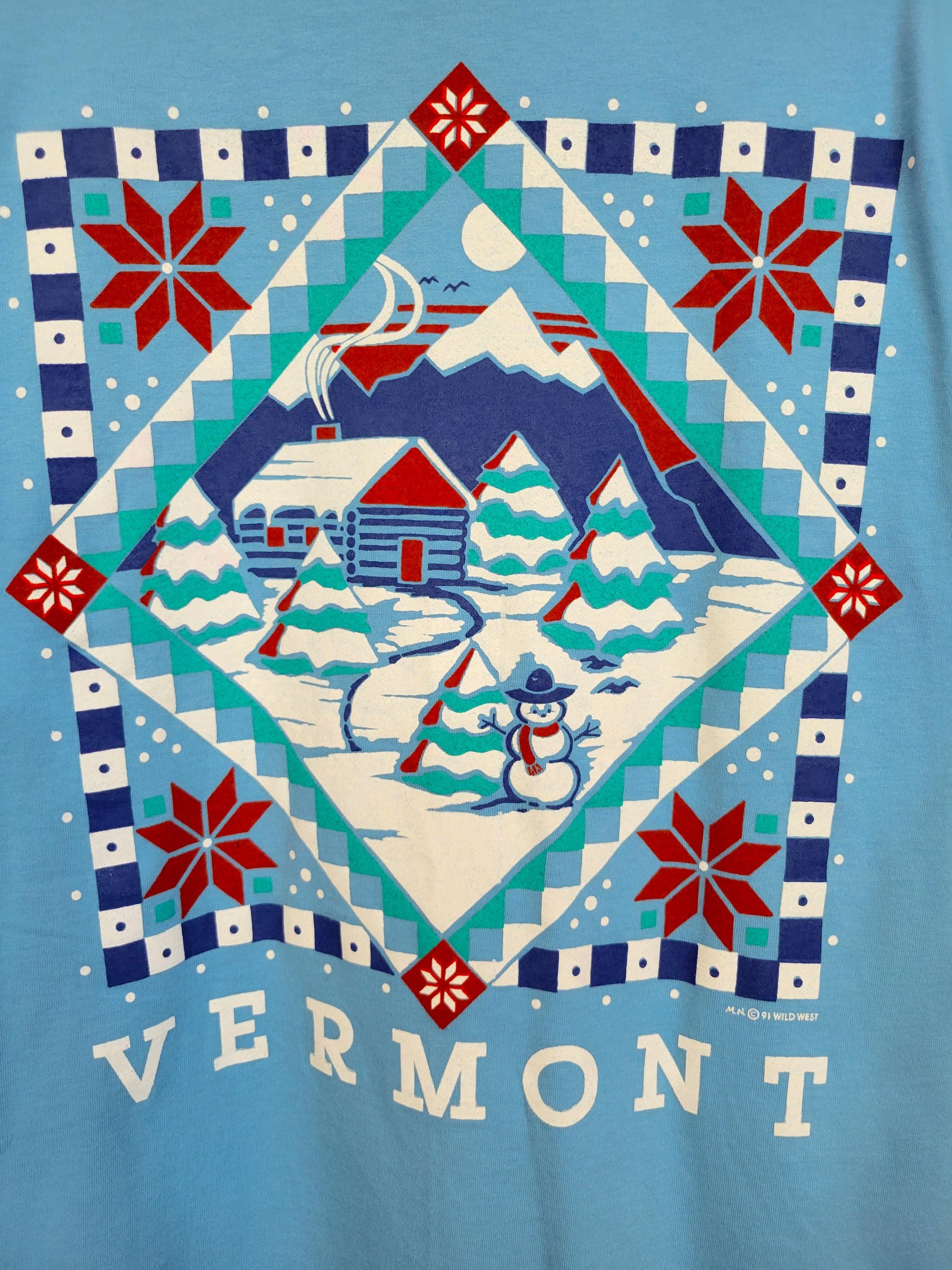 Vintage Early 90s Vermont Tourist Souvenir Winter/christmas Cabin Scene ...