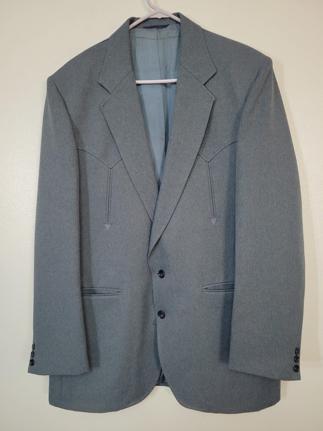 Vintage 1980s Circle S Western Blue/gray 2-button Polyester Sport Coat ...