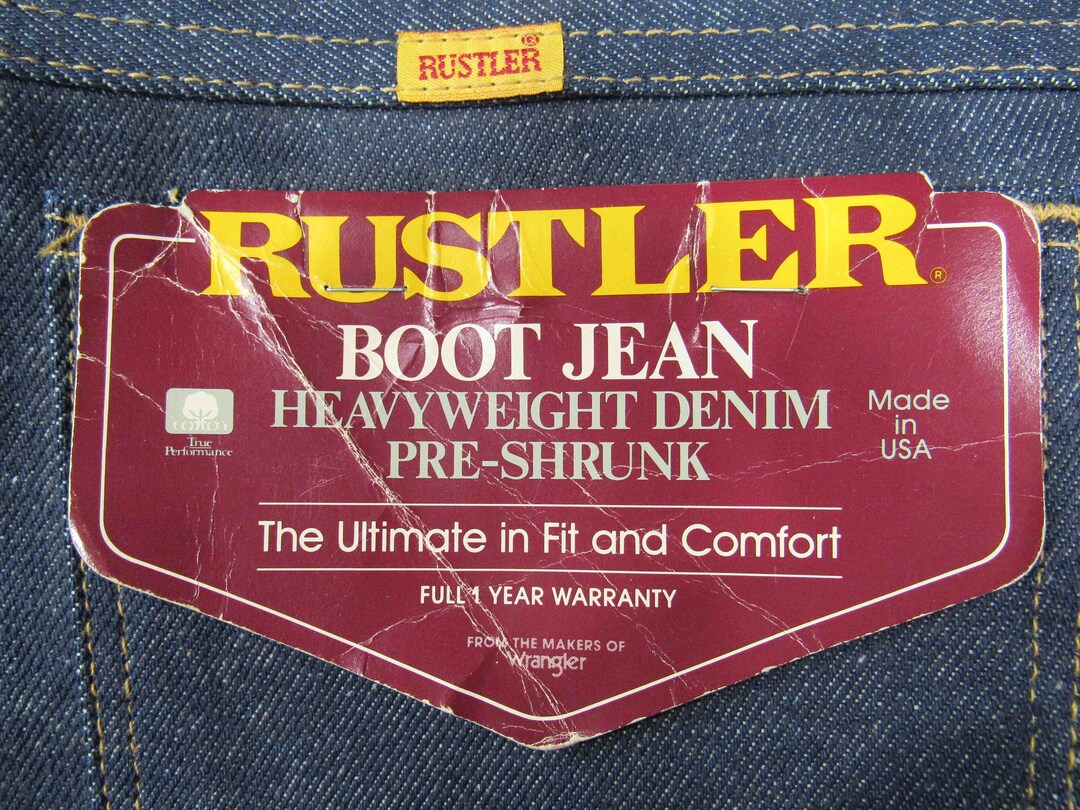 Vintage Rustler by Wrangler Men's Heavyweight Blue Denim Boot Cut Jeans ...