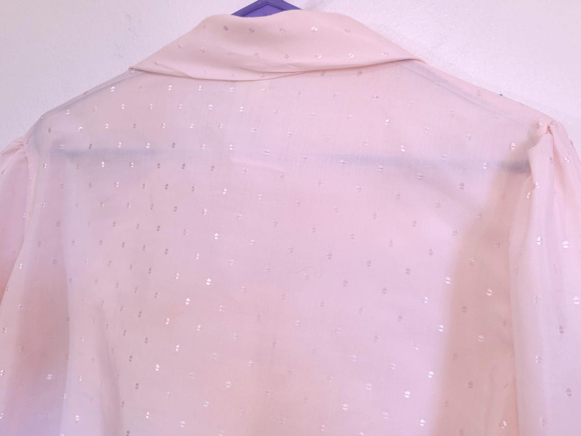 Vintage 1980s Lantry Ltd. Pastel Pink Jacquard Polka Dot Poly/cotton ...