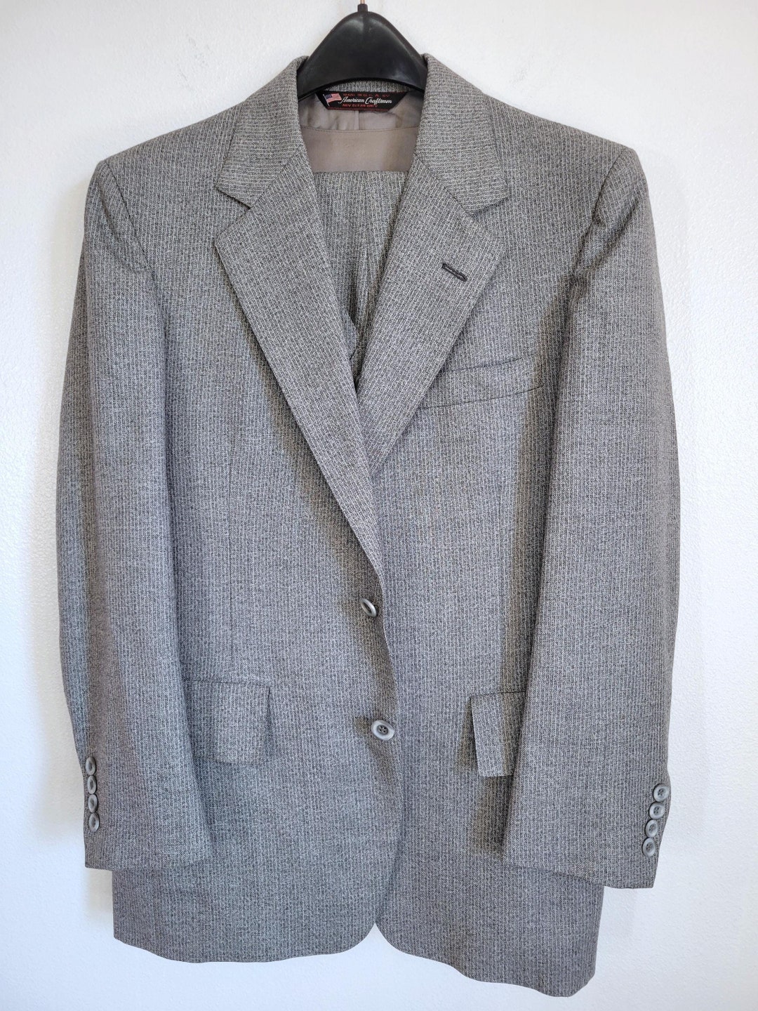 Vintage 1980s Clubman Gray Pinstripe 3-piece Polyester Suit Union Made ...